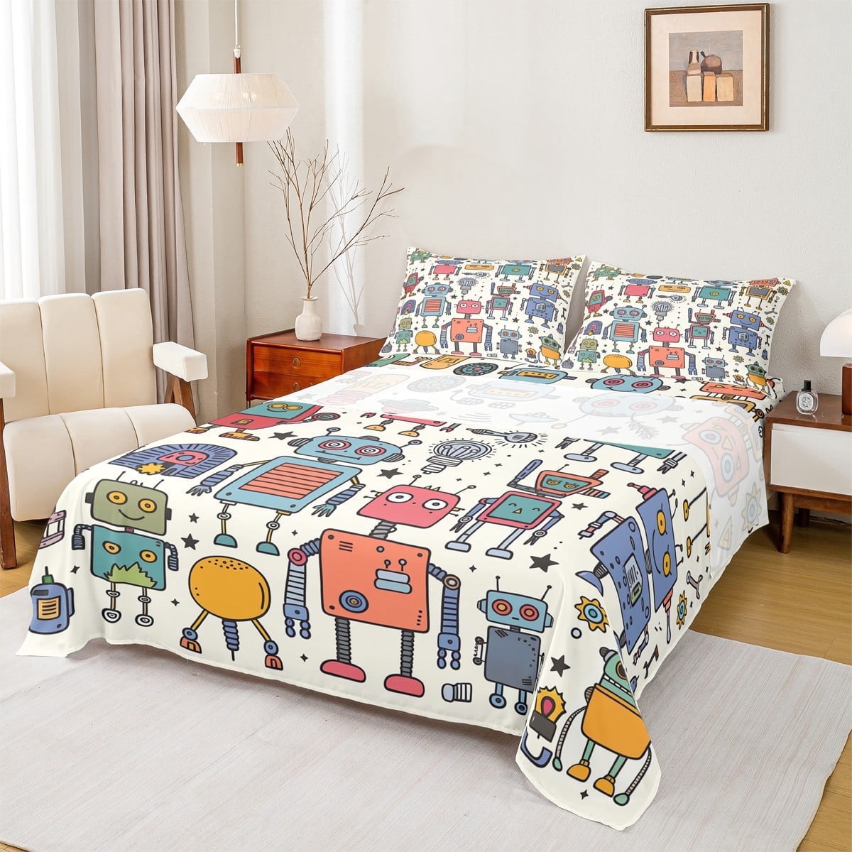 jejeloiu Science Fiction Robot Full Size Sheets,Modern Intelligent ...