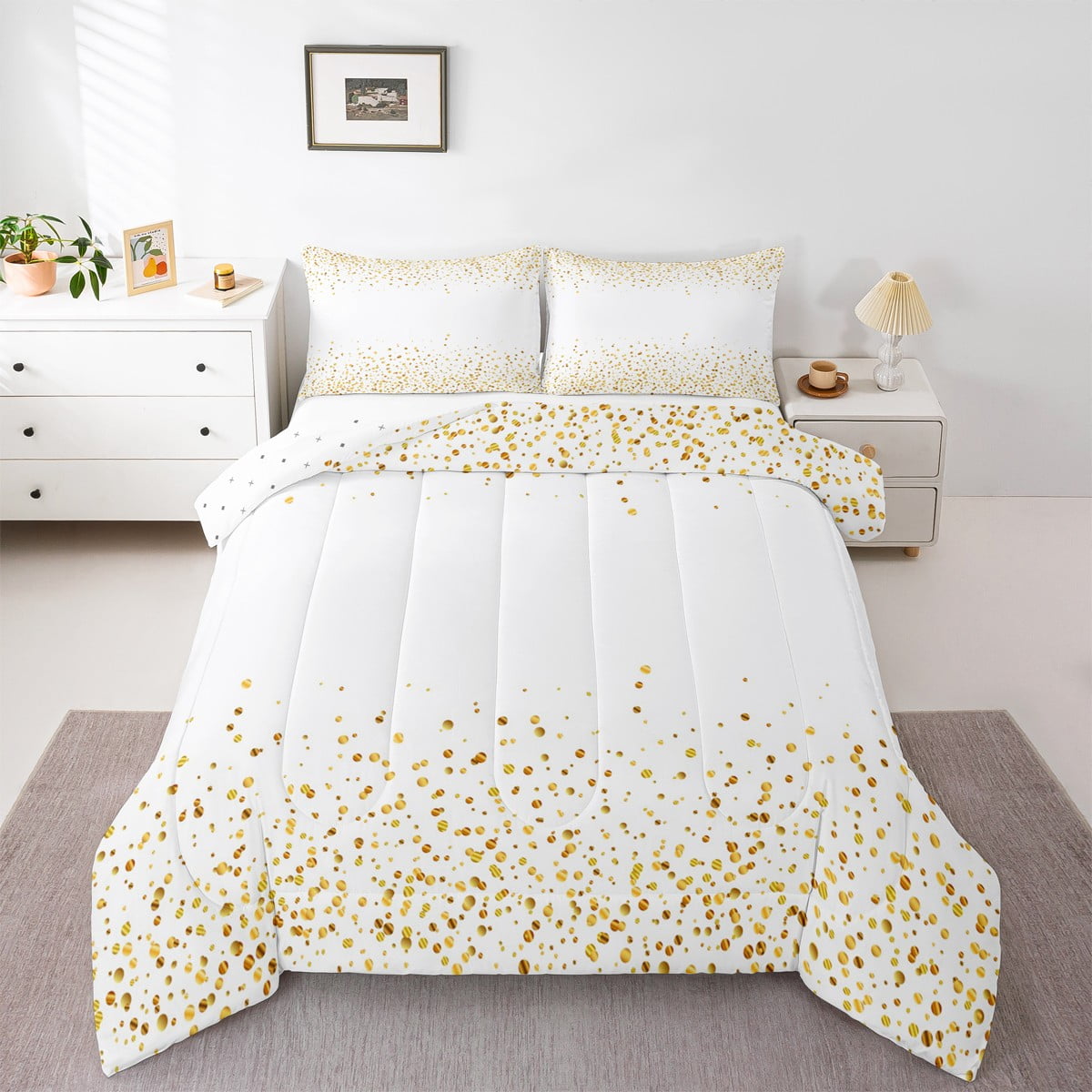jejeloiu Sequin Print Bedding Comforter Set,Diamond Pattern Twin ...