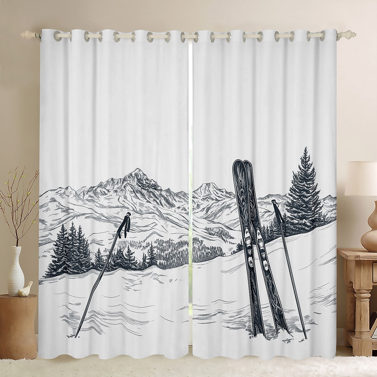 jejeloiu Skiing Sports Gaming Curtains Pack of 2 (42x84 Each),Modern ...