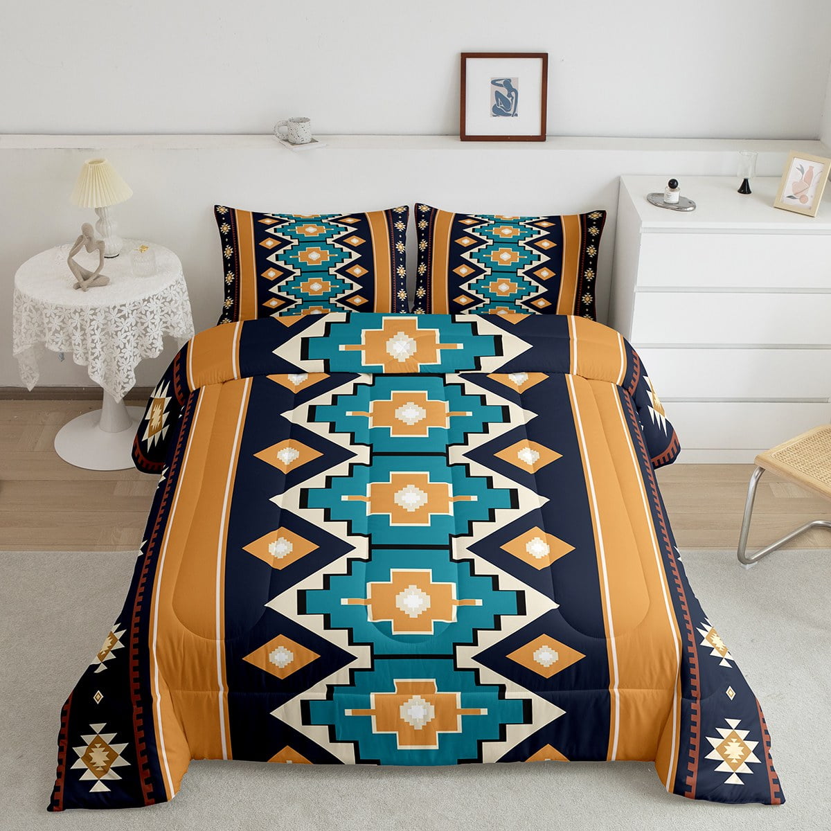 jejeloiu Southwestern Aztec Bedding Comforter Set,Boho Bohemain Pattern ...