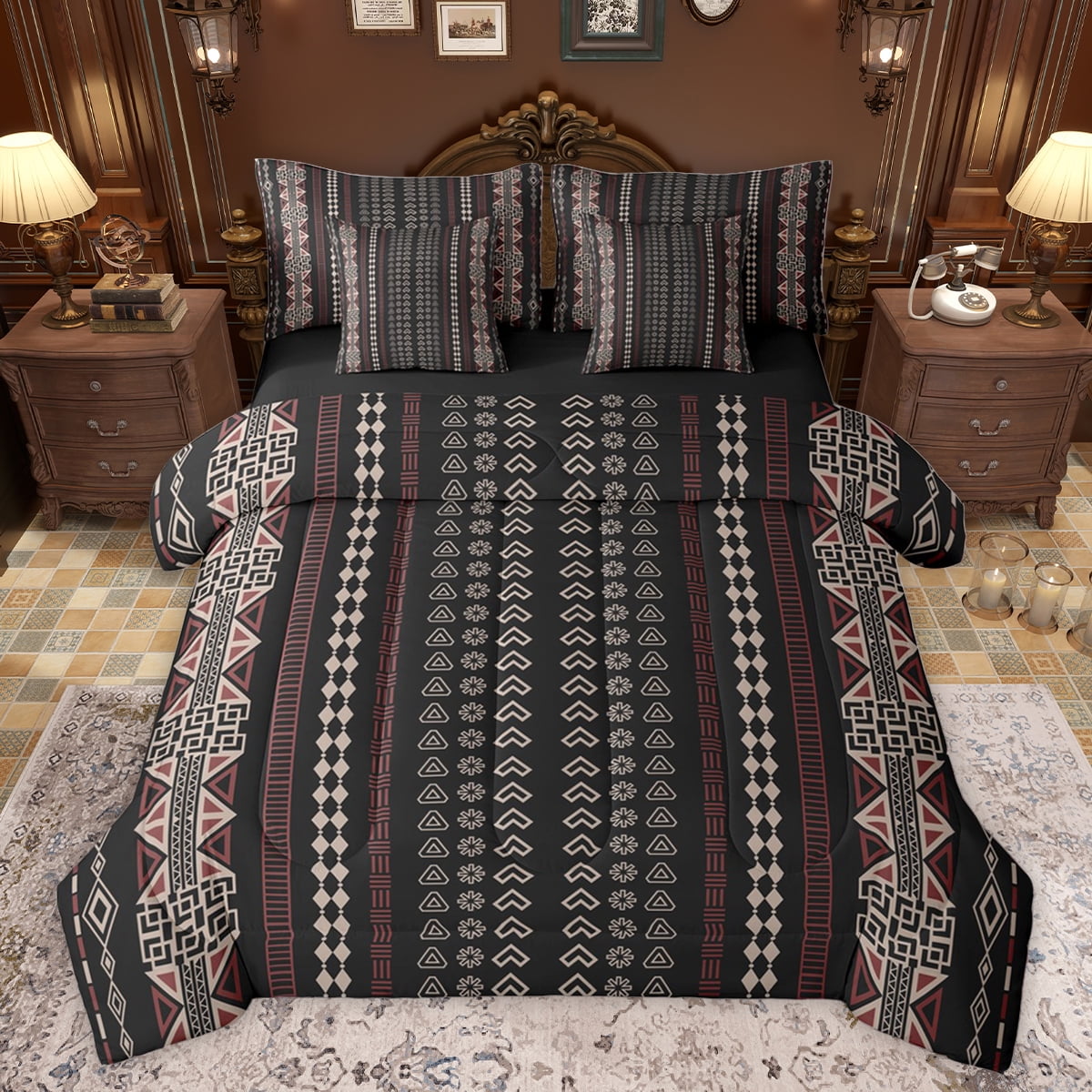 jejeloiu Southwestern Aztec Geometric 7 Pieces Bedding Comforter Set ...