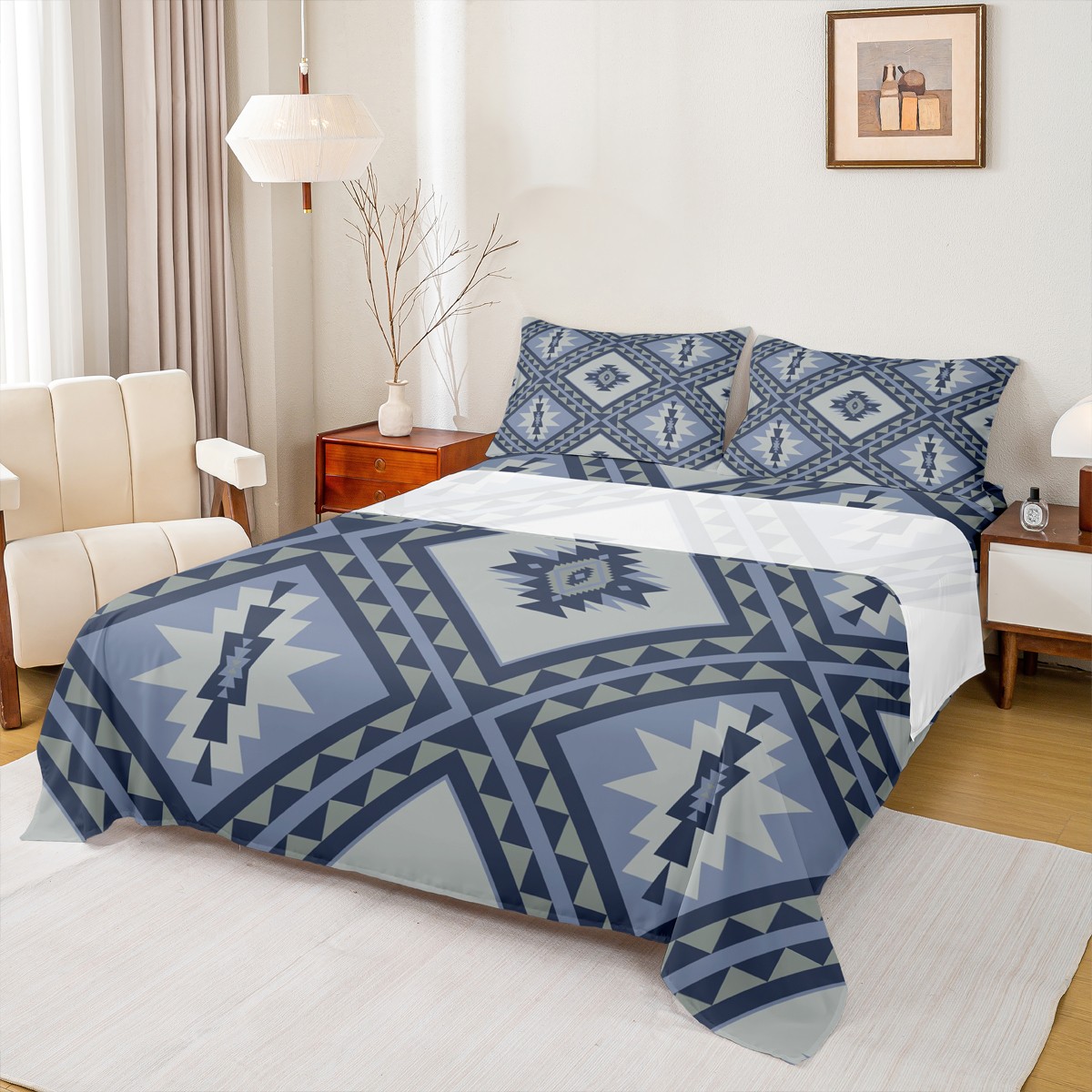 jejeloiu Southwestern Aztec Geometric Full Size Sheets,Boho Exotic ...