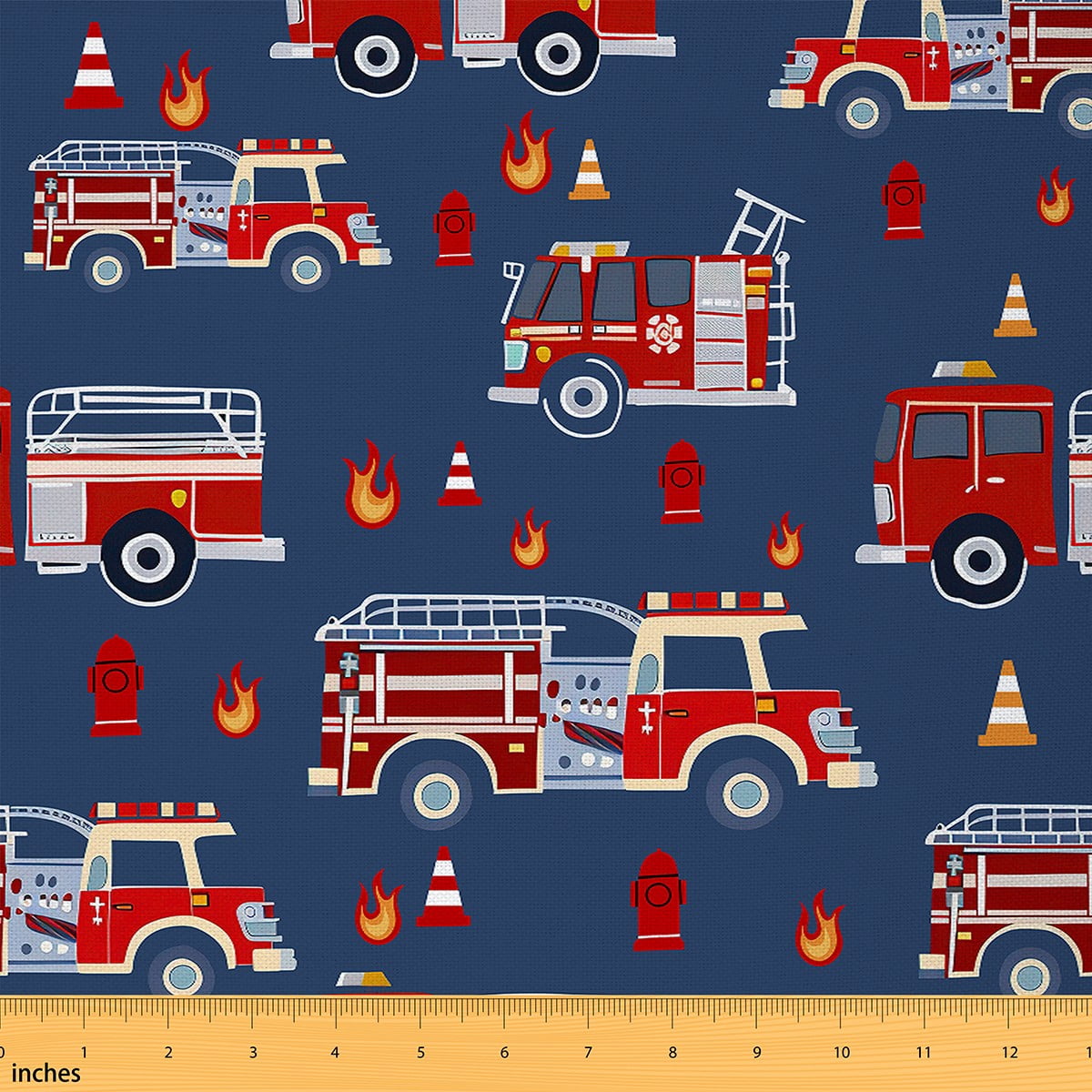 jejeloiu Special Vehicle Fabric by the Yard 3 Yards,Fire Truck Sewing ...