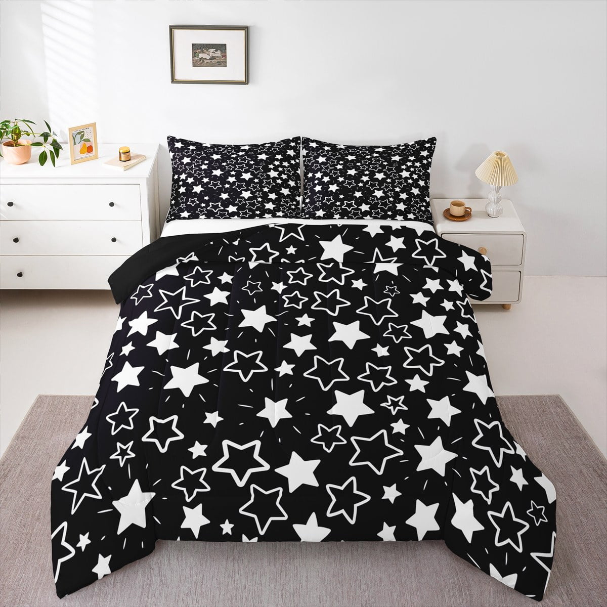 jejeloiu Stars Print Bedding Comforter Set,Outer Space View Twin ...
