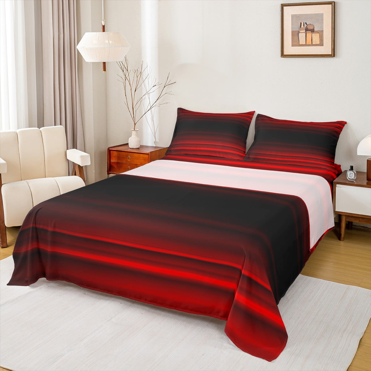jejeloiu Stripes Lines Geometric Bed Sheets,Noen Stripes King Sheets ...