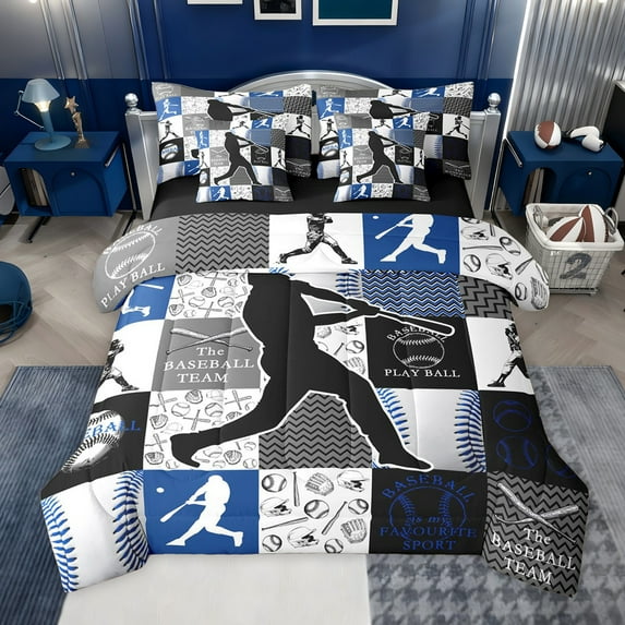 jejeloiu Teens Ball Sport 7 Pieces Bedding Comforter Set,Baseball Game ...