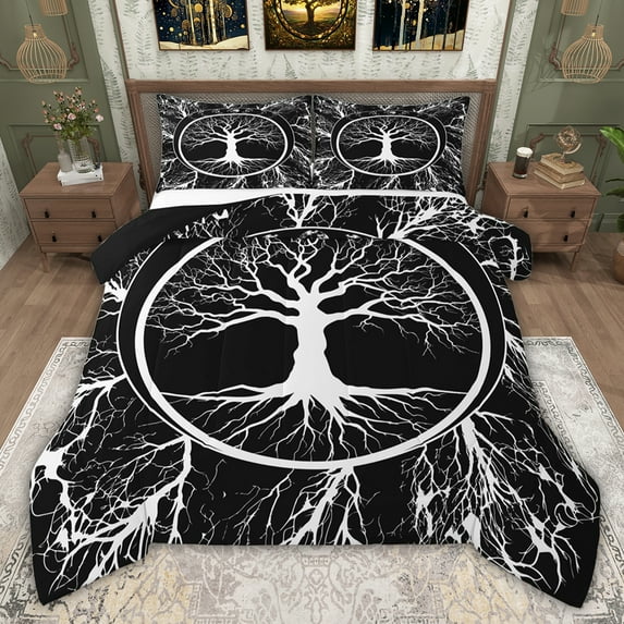 jejeloiu Tree Of Life Full Size Comforter Sets,Boho Botanical Bedding ...