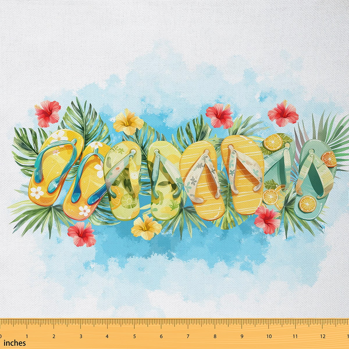jejeloiu Tropical Beach Fabric by the Yard 10 Yards, Flip Flop Slippers ...