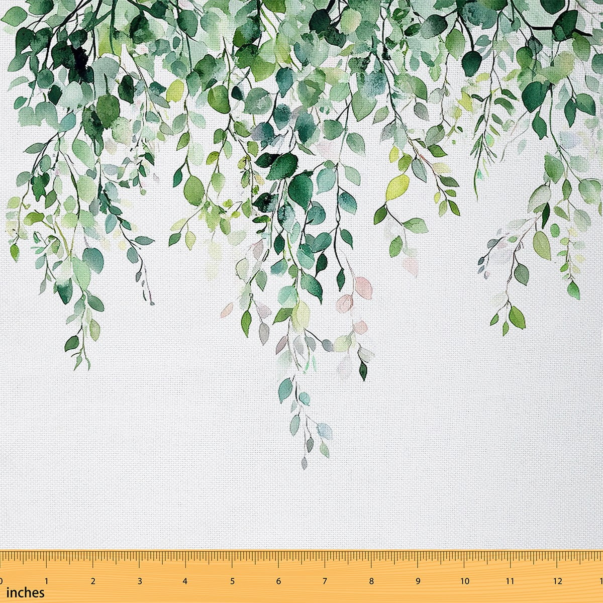 jejeloiu Turqoise Green Leaves Fabric by the Yard 3 Yards, Botanical ...