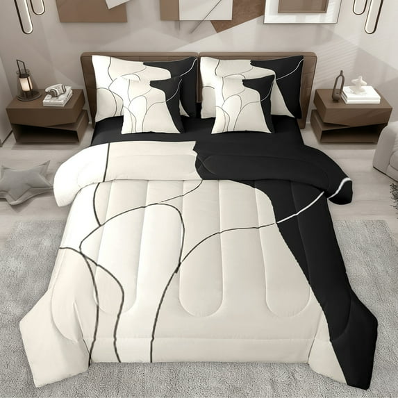 jejeloiu Vintage Minimalist Style 7-Piece Bedding Comforter Set ...