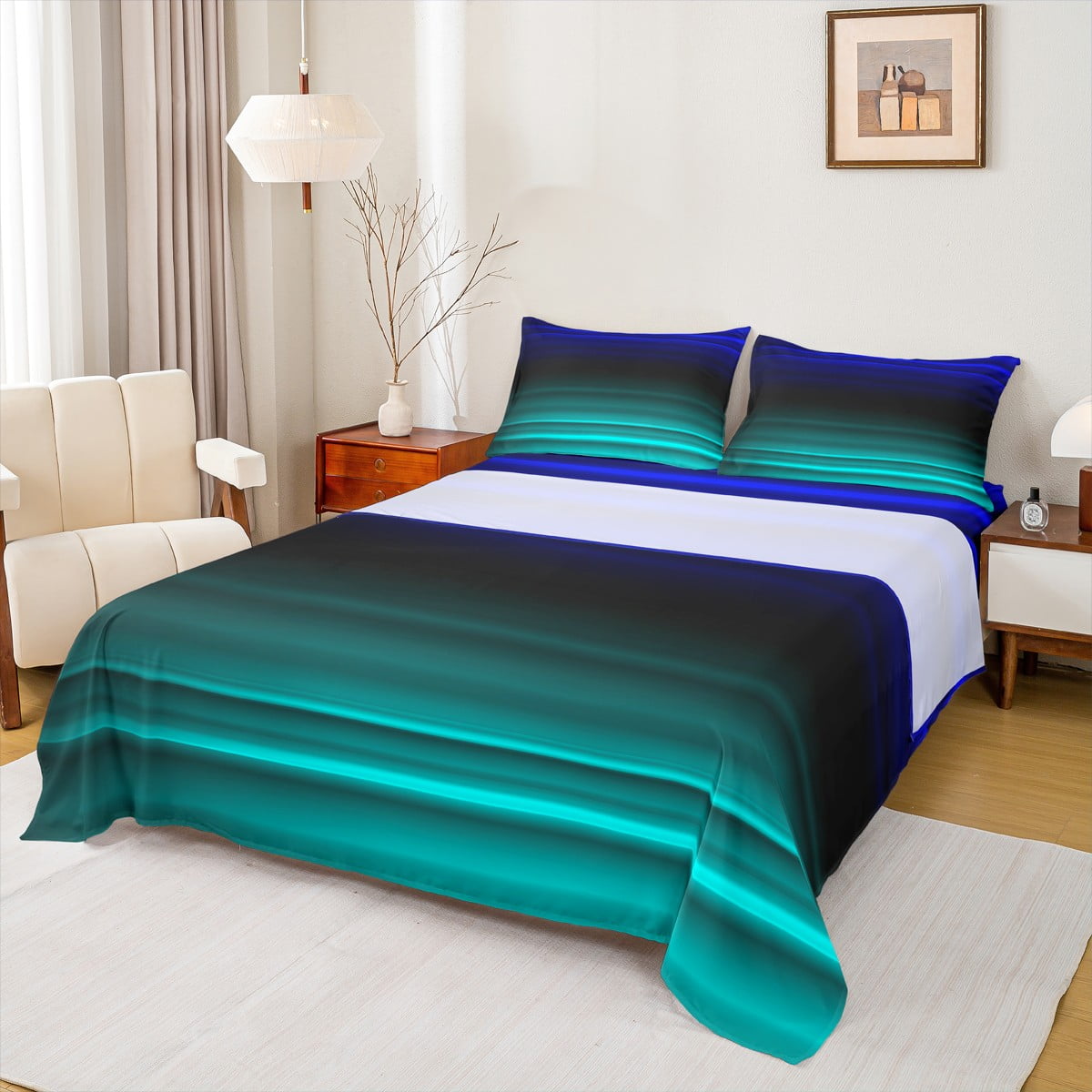 jejeloiu Vintage Striped Print Full Size Sheets,Abstract Geometric ...