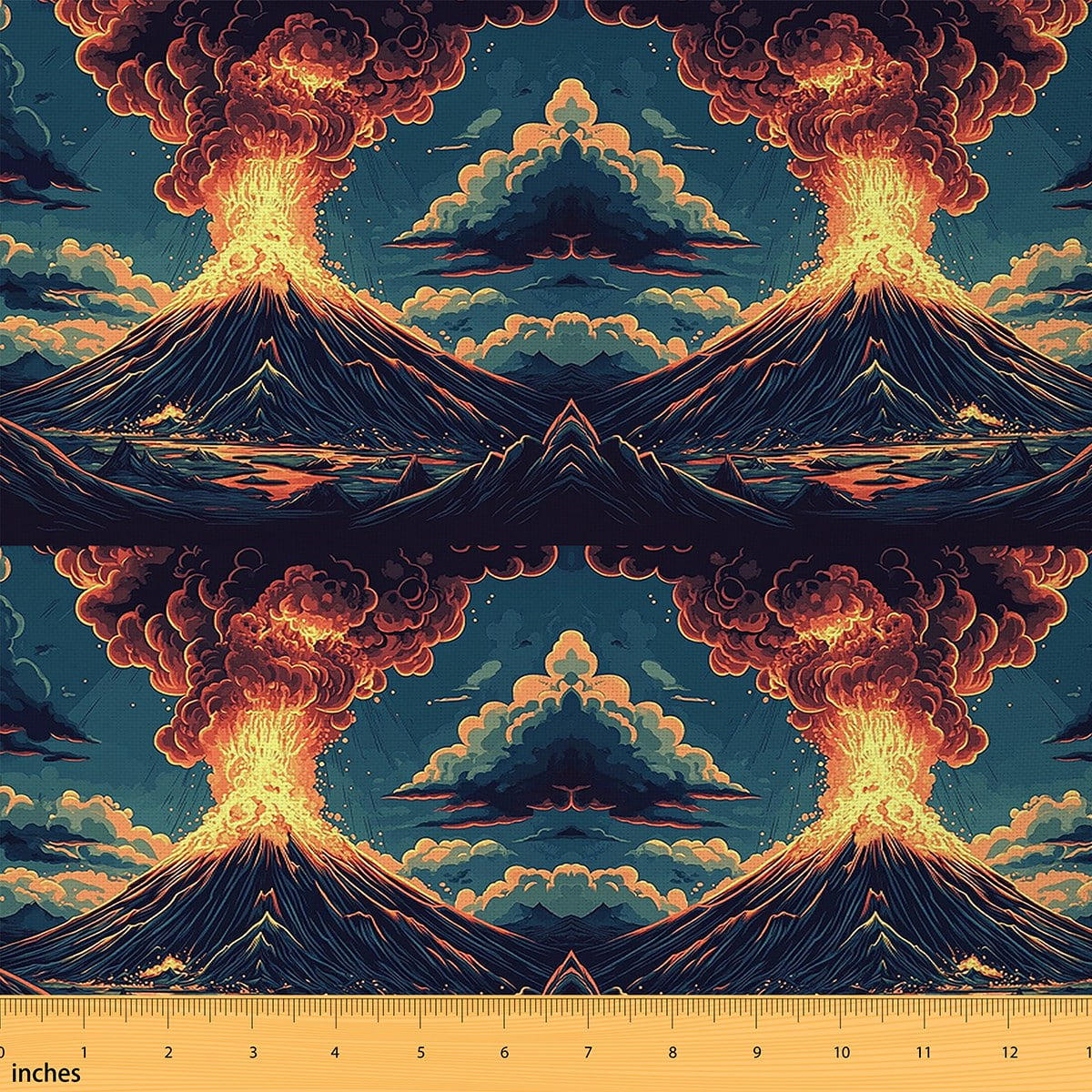 jejeloiu Volcano Lava Fabric by the Yard 1 Yard, Natural Disaster Theme ...