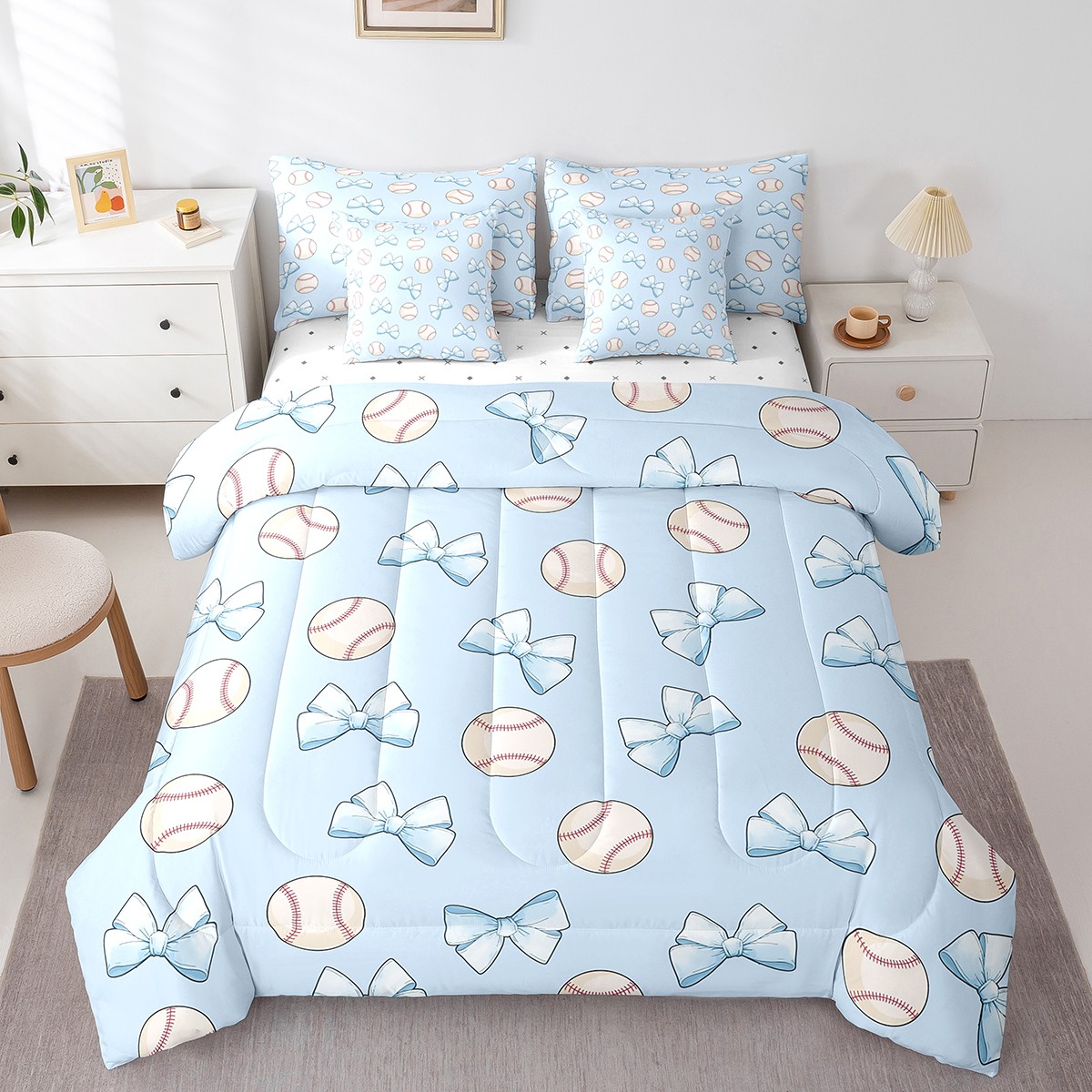jejeloiu Volleyball Sport Bedding Comforter Set,7-Piece,Girls Bow ...