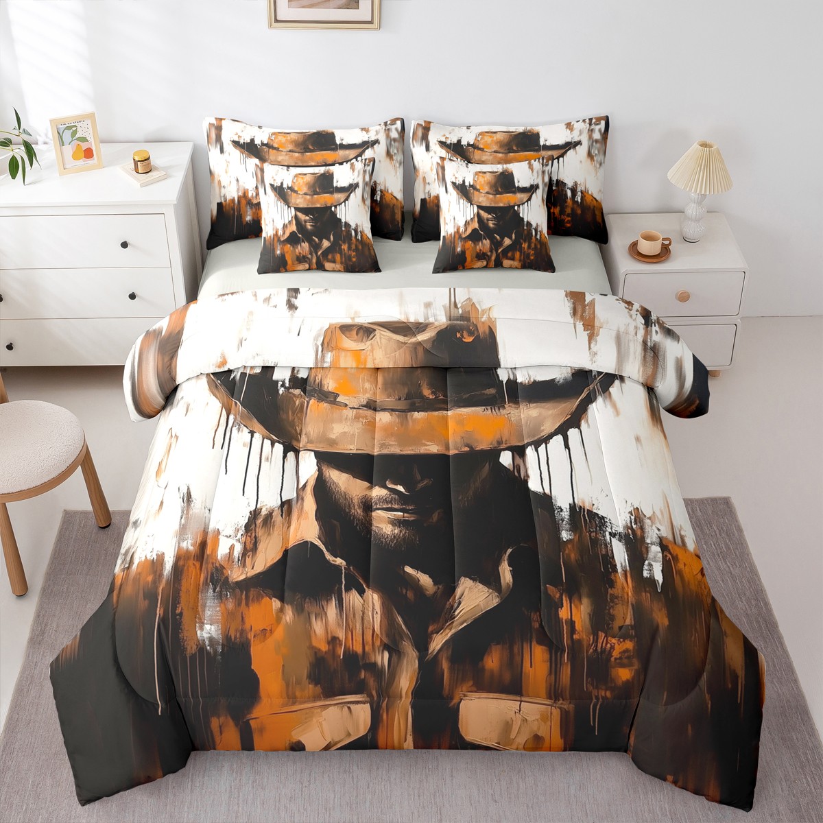 jejeloiu Western Cowboy Bedding Comforter Set 7 Pieces,Rustic Farmhouse ...