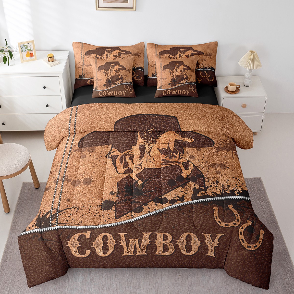 jejeloiu Western Cowboy Tribal 7-Piece Bedding Comforter Set,Vintage ...