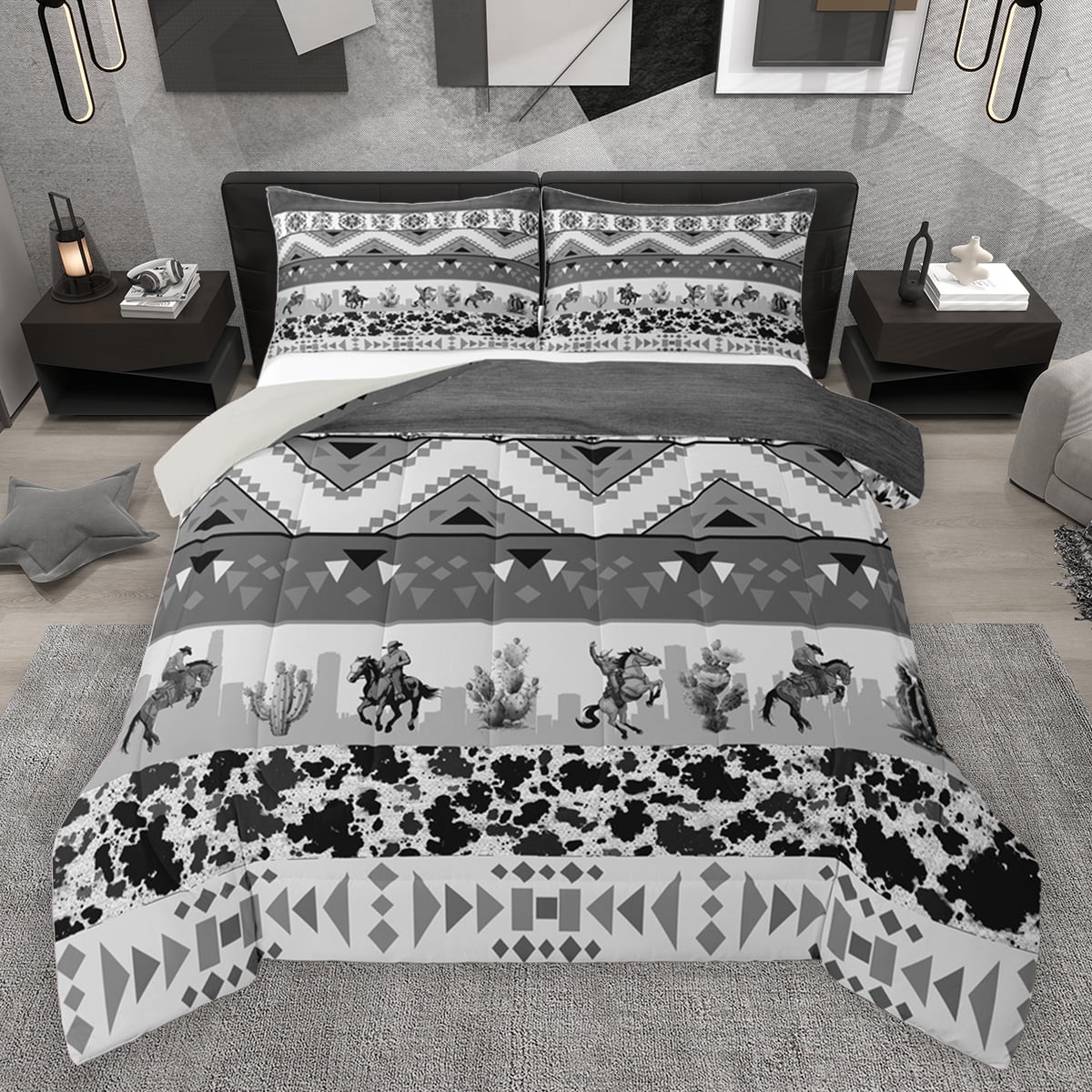 jejeloiu Western Cowboy Tribal Queen Comforter Set,Rustic Farmhouse ...