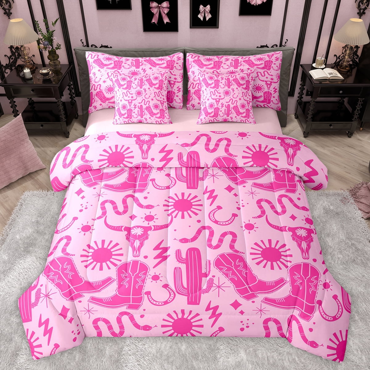 jejeloiu Western Cowgirl Boots 7pcs Bedding Comforter Set,Retro Bull ...