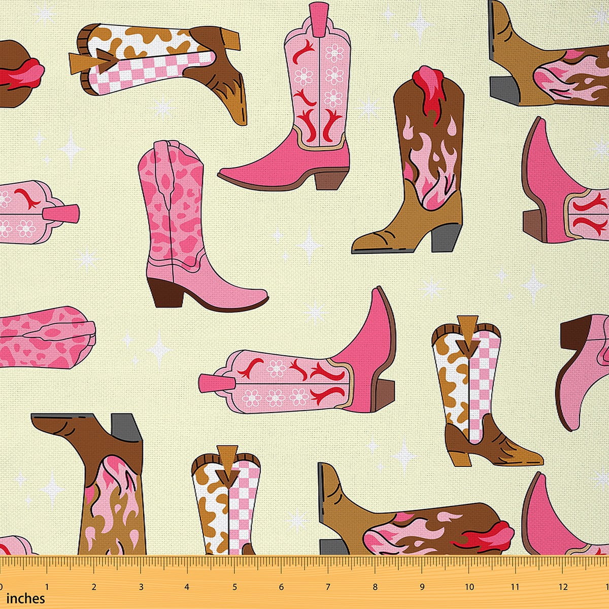 jejeloiu Western Cowgirl Boots Fabric by the Yard 3 Yards,Tribal Cowboy ...
