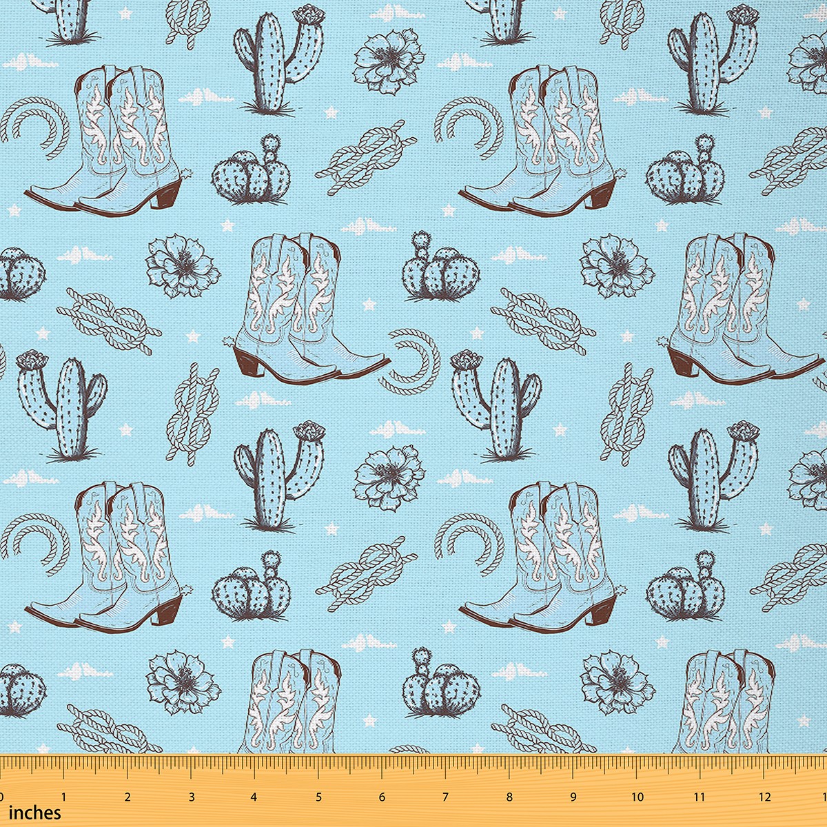 jejeloiu Western Cowgirl Boots Fabric by the Yard 5 Yards,Tribal Cowboy ...