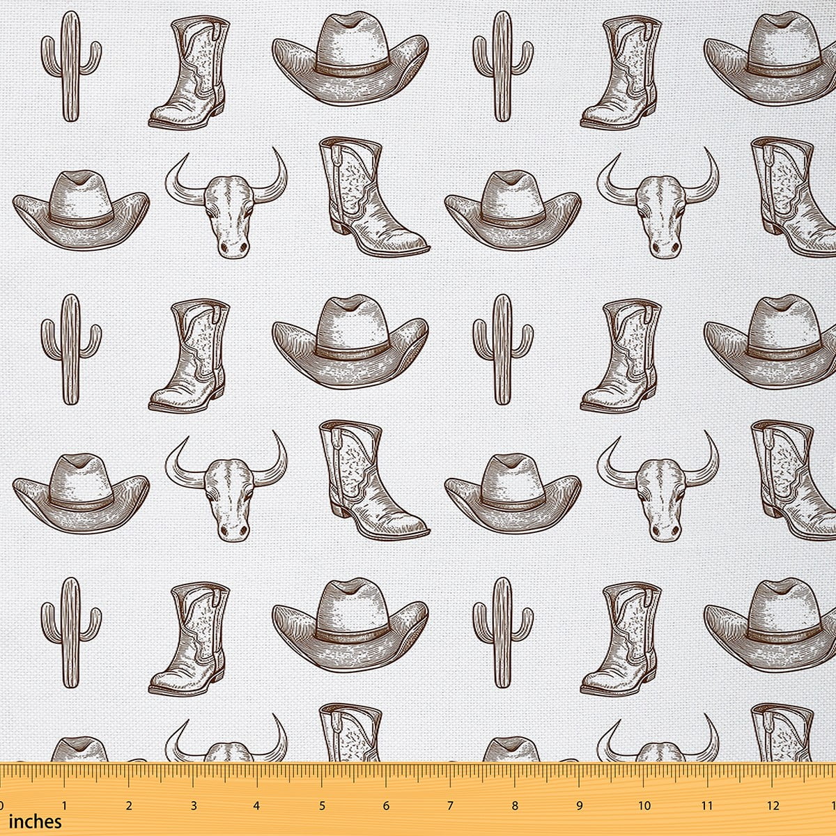 jejeloiu Western Fabric by the Yard 5 Yards, Cowboy Boots Hat Fabric ...