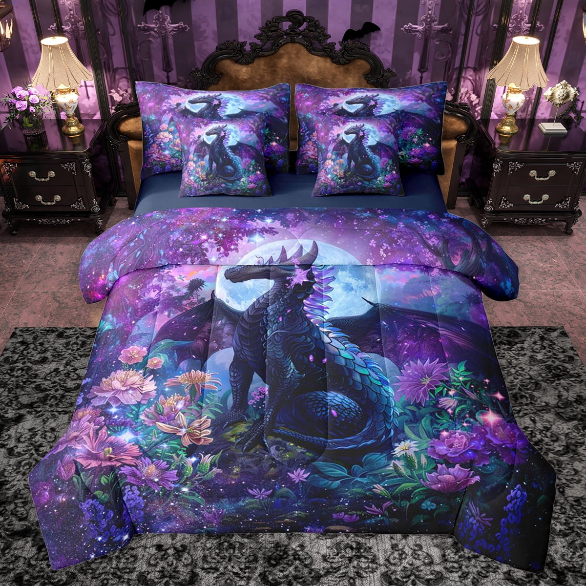 jejeloiu Western Fantasy Animal 7 Pieces Bedding Comforter Set,Purple ...