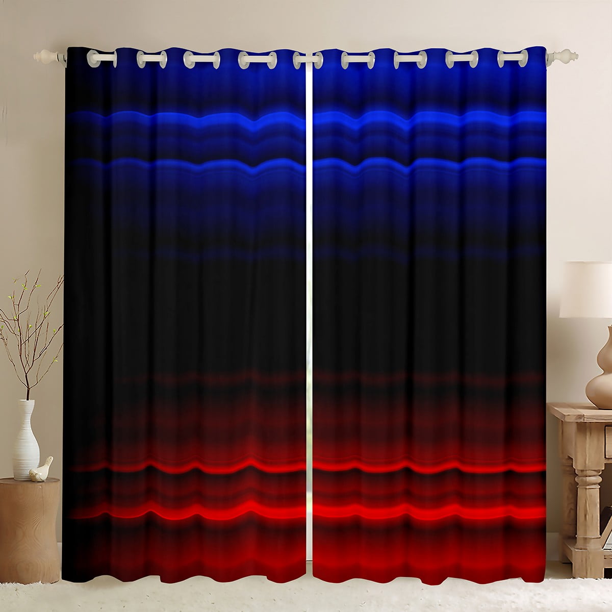 jejeloiu White Black Stripe Black Out Curtains,Modern Geometric Line ...
