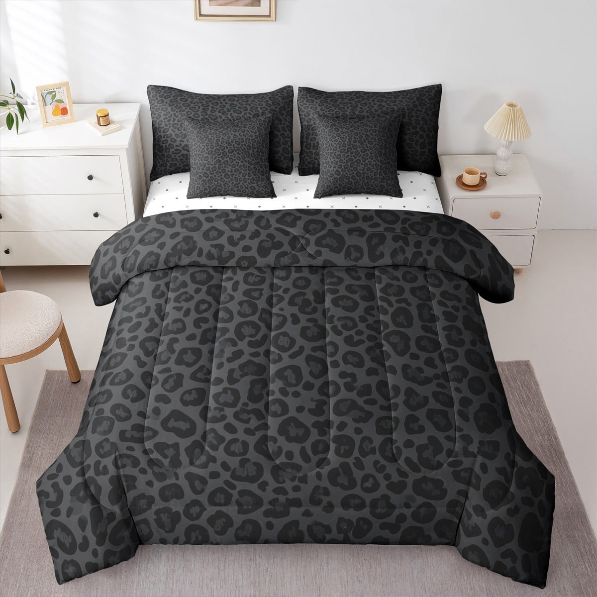 jejeloiu Wild Cheetah Bedding Comforter Set 7 Pieces,Jungle Wildlife ...