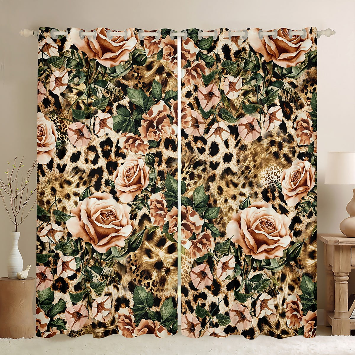 jejeloiu Wild Cheetah Pattern Blackout Curtains Set of 2 (38x54 Each ...