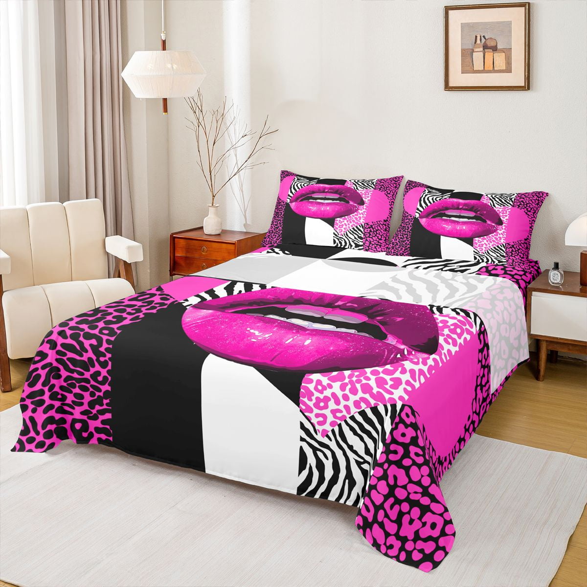 jejeloiu Wild Leopard Cheetah Bed Sheets,Wildlife Zebra Stripes King ...