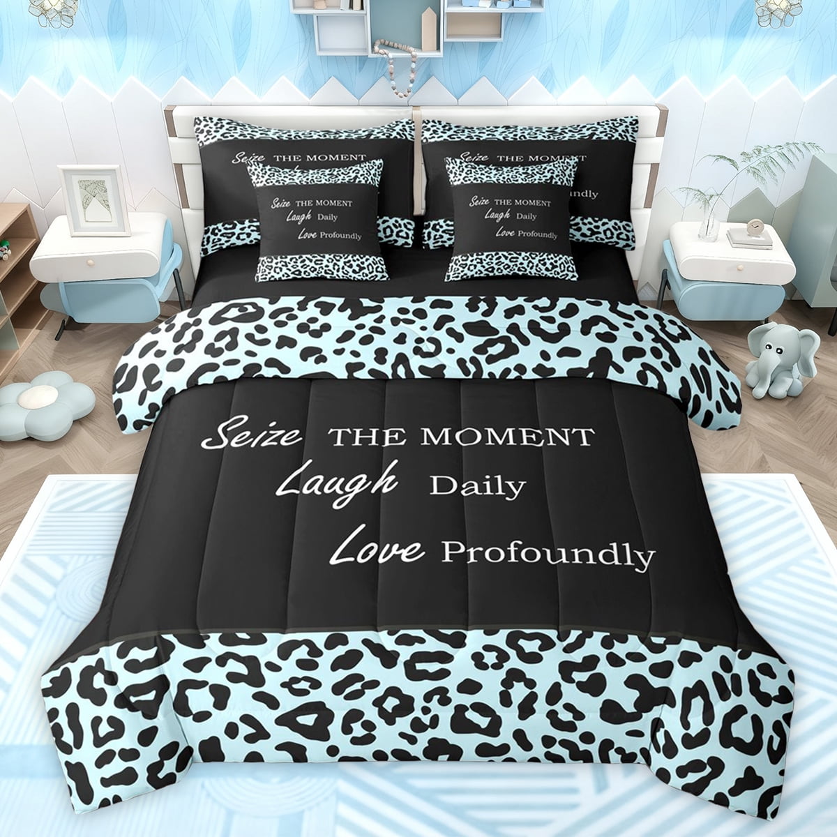 jejeloiu Wild Leopard Texture 7-Piece Twin Bedding Sets,Inspirational ...