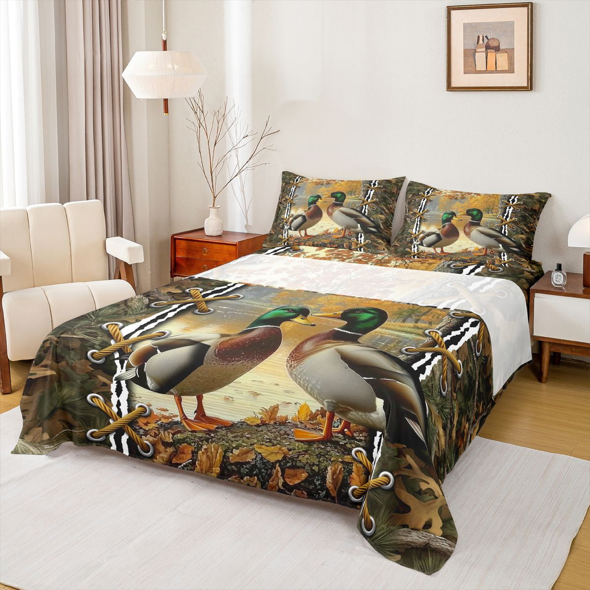 jejeloiu Wild Mallard Duck Full Size Sheets,Rustic Western Farmhouse ...