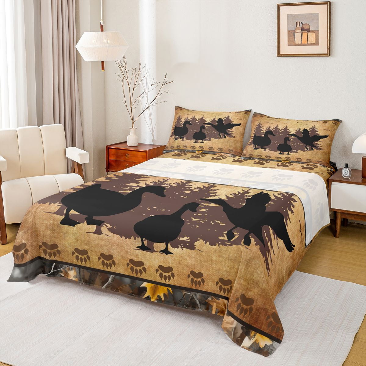 jejeloiu Wild Mallard Full Size Sheets,Rustic Farmhouse Bed Sheets ...