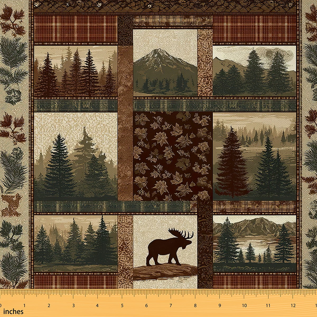 jejeloiu Wild Moose Fabric by the Yard 2 Yards,Tropical Plant Pine Room ...