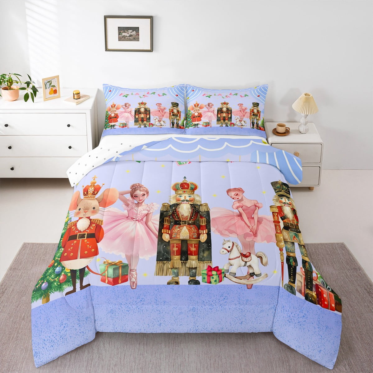 jejeloiu Xmas Nutcracker Soldier Bedding Comforter Set,Ballet Dance ...