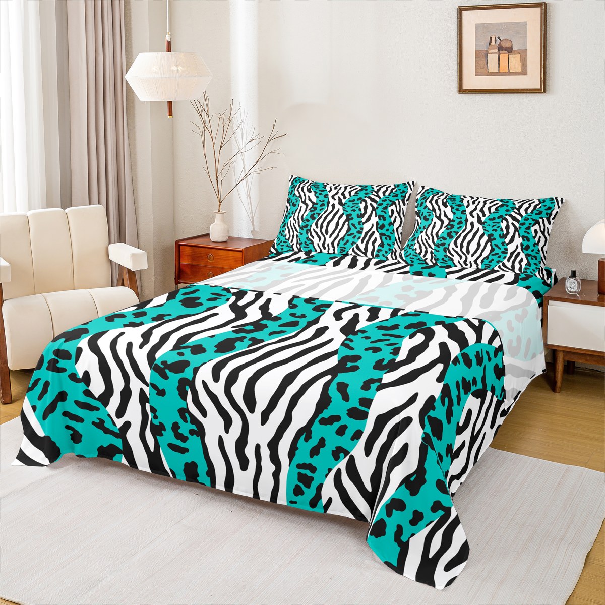 jejeloiu Zebra Waves Lines Full Size Sheets,Minimalist Geometric Lines ...