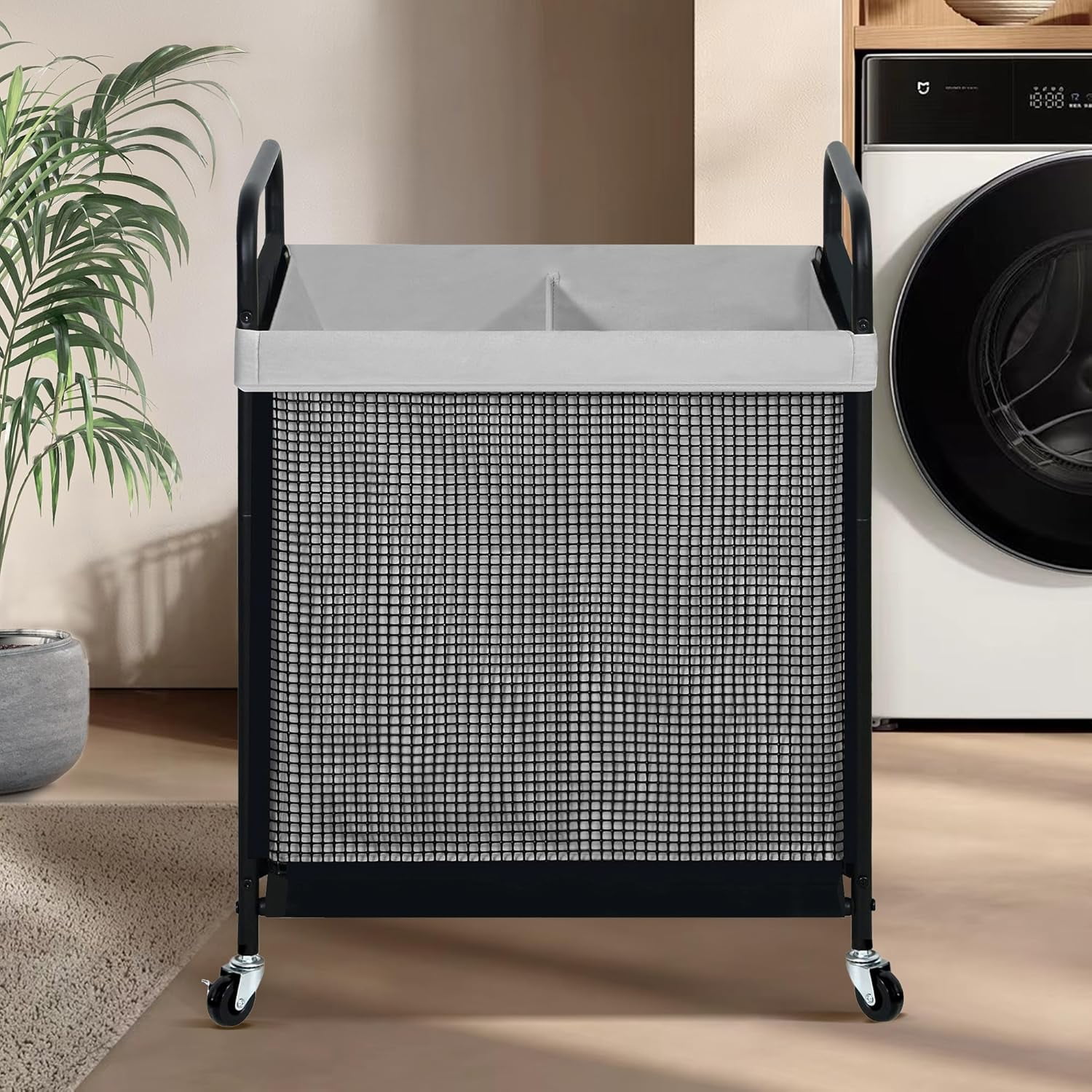 jgdonbvm Laundry Hamper 3 Section 120L Rolling Laundry Sorter Cart with ...
