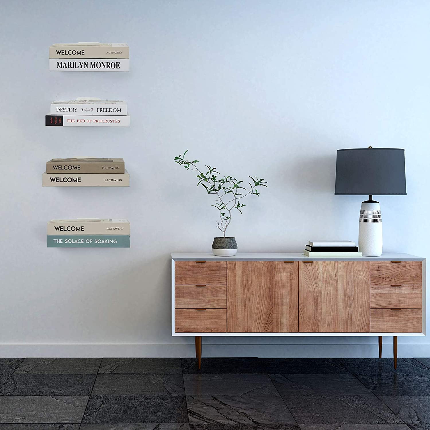 jgyhvfc 6 Pieces Invisible Floating Bookshelf Wall Mount Iron Floating ...