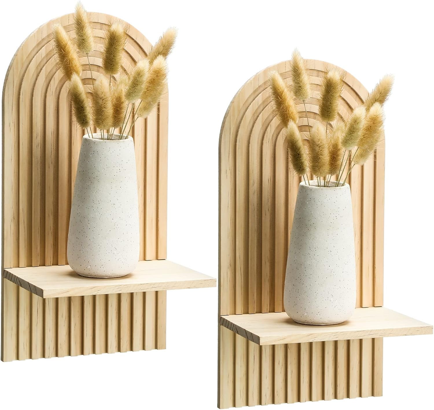 jhgdfybl 2 Pieces Wooden Boho Hanging Shelves for Wall Decorative Wall ...