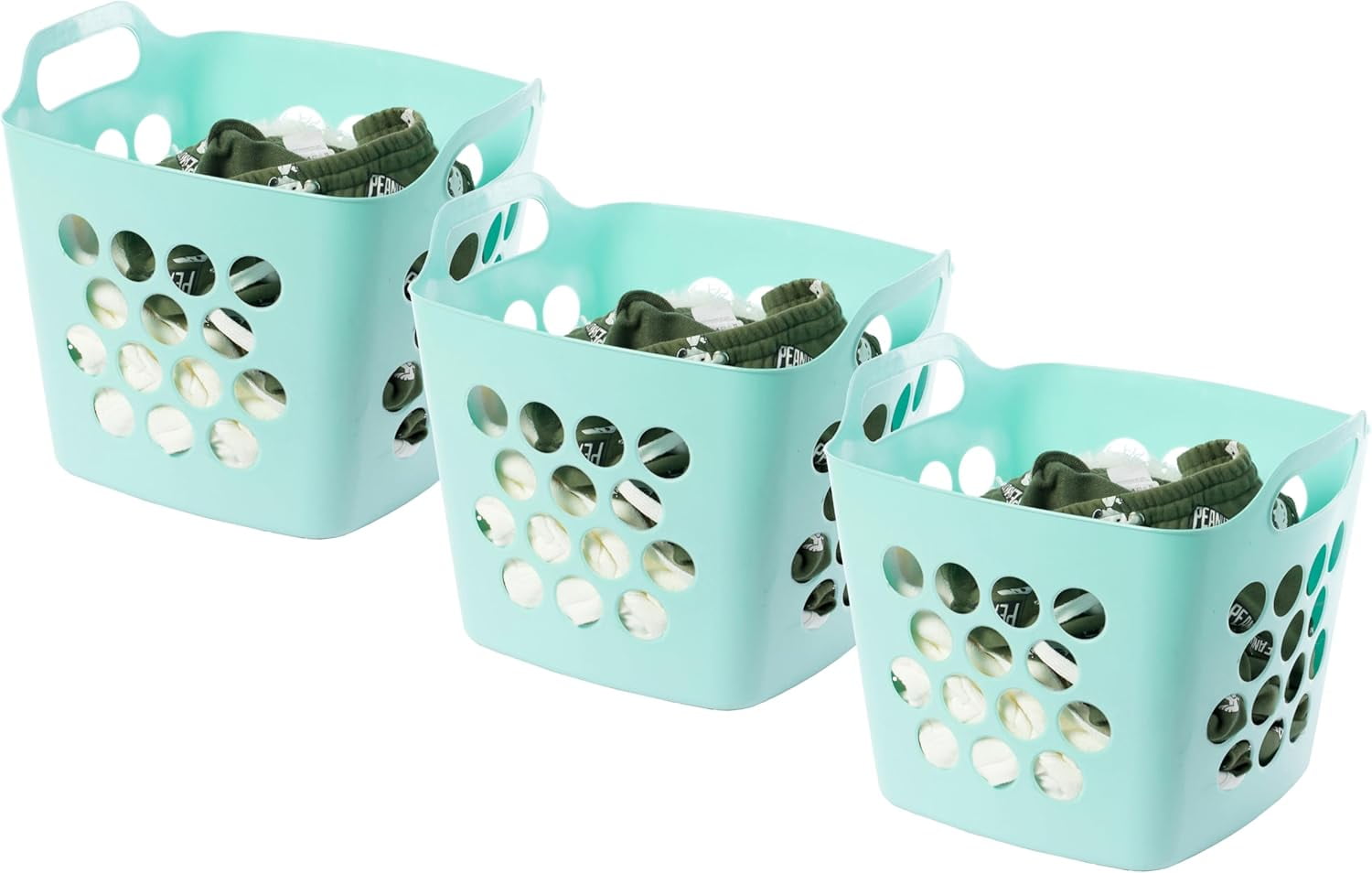 jhgdfybl Flexible Plastic Laundry Basket - Square Storage Hamper with Side Handles for Easy ...