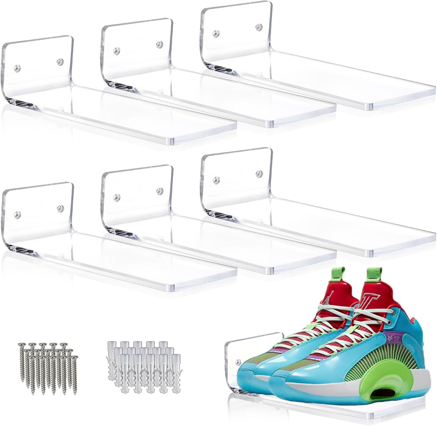 xufxs KFHDMCV Floating Shoe Display Shelves for Wall Mount - Clear ...