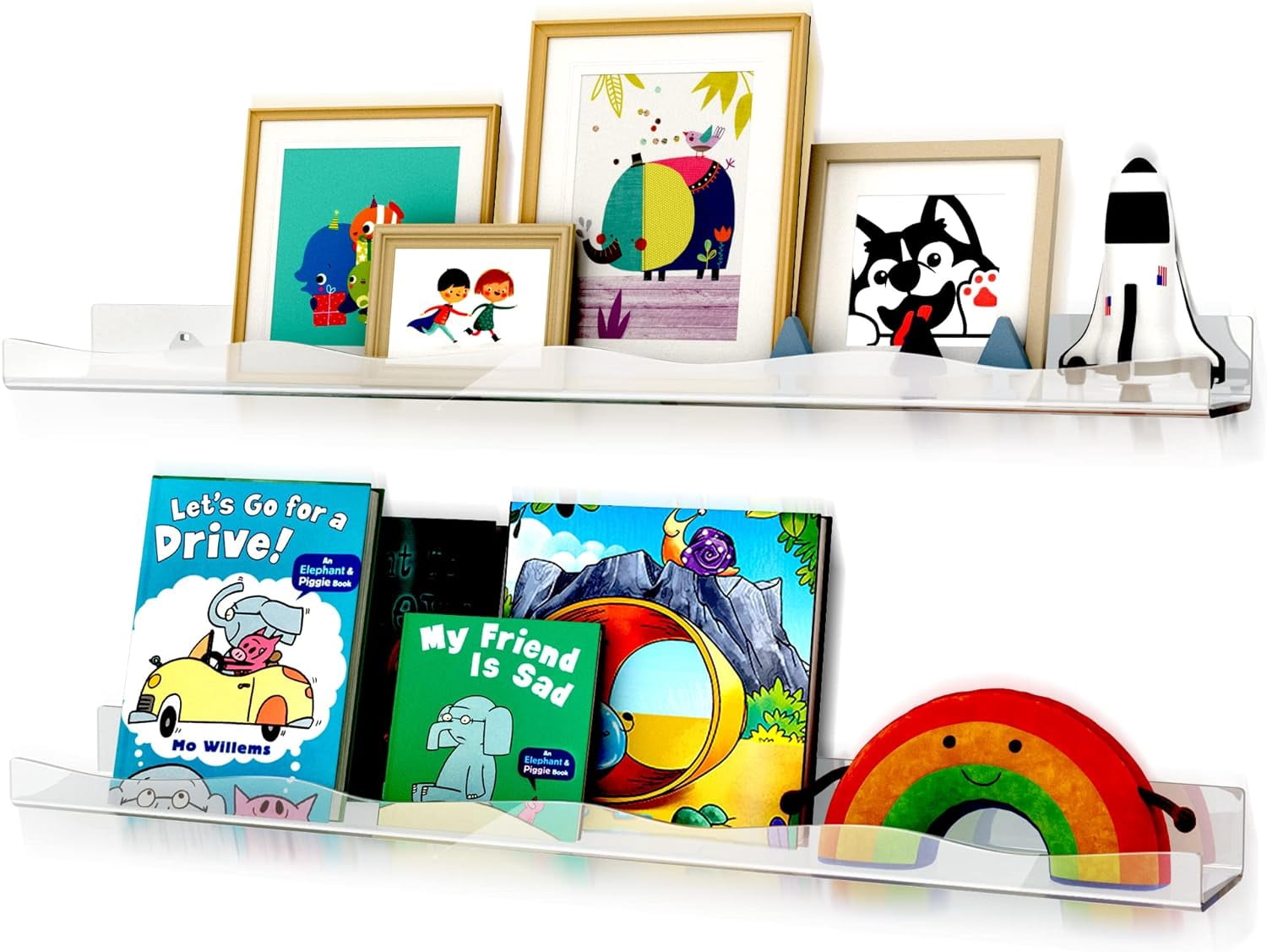 jhgdfybl Large Iridescent Clear Acrylic Wall Mounted Floating Shelf ...