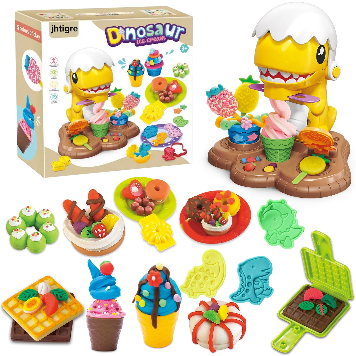 jhtigre Color Dough Dinosaur Toys Set, Kitchen Creations Theme Dough ...