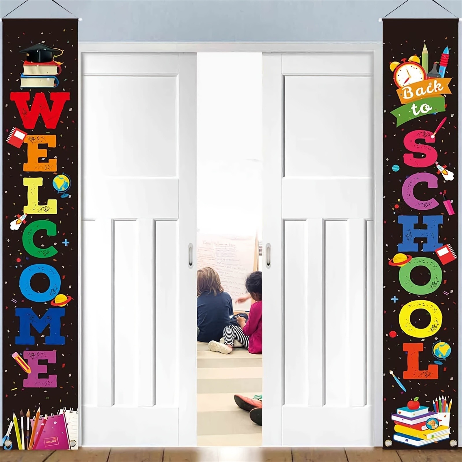jiacuix 1 Pair Back To School Sign Welcome Door Couplets Campus ...
