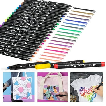 Zenacolor Fabric Markers Pens 32 Pack Indelible Textile Paint Fine Tip ...