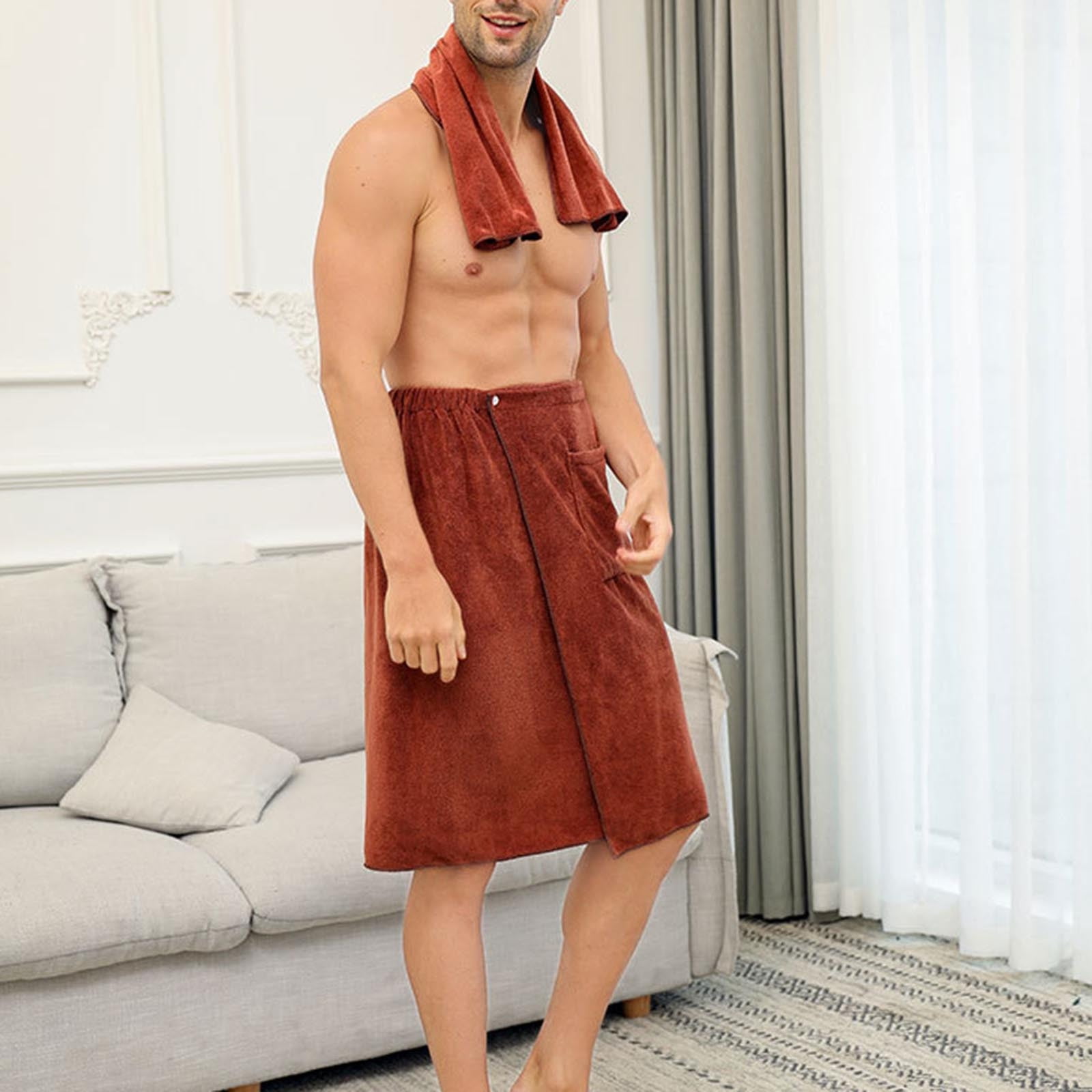 jiacuix Bath Wraps Mens Bath Wraps Towel Snap Closure Elastic Shower ...