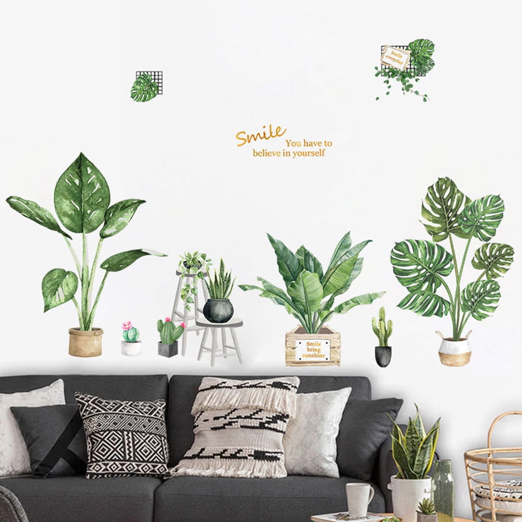 jiacuix DIY Beach Tropical Leaves Wall Stickers Vinyl Decal Wall Mural ...
