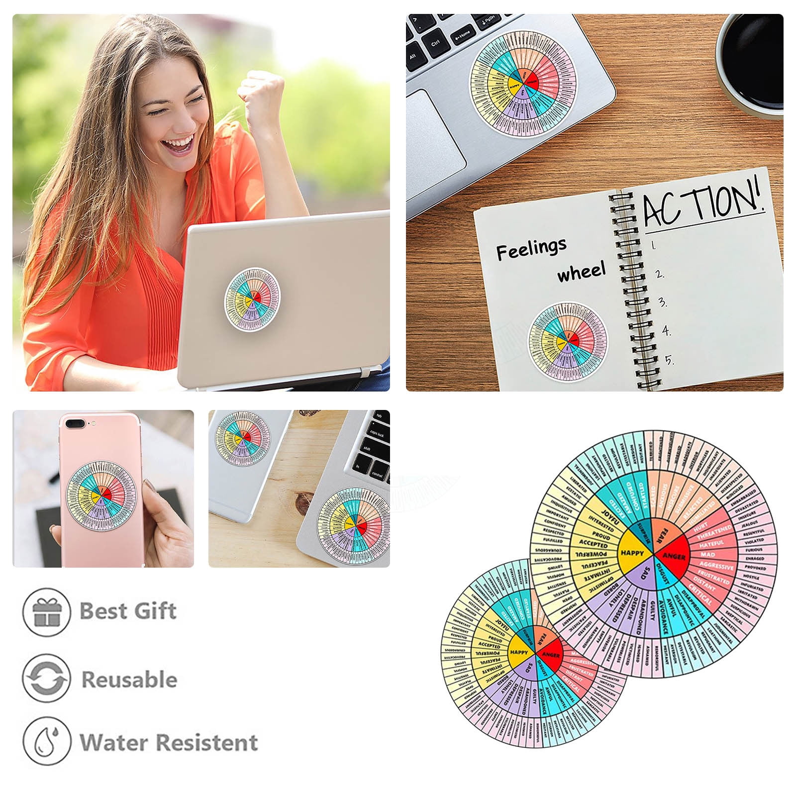 jiacuix Feelings Wheel Magnet Emotions Chart Feelings Chart Emotion ...