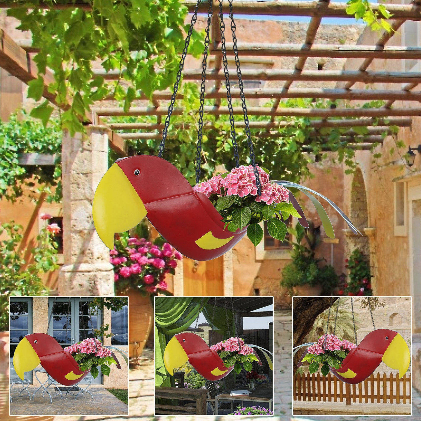 jiacuix Flying Parrot Flower Pot Outdoor Hanging Planter Parrot Planter ...