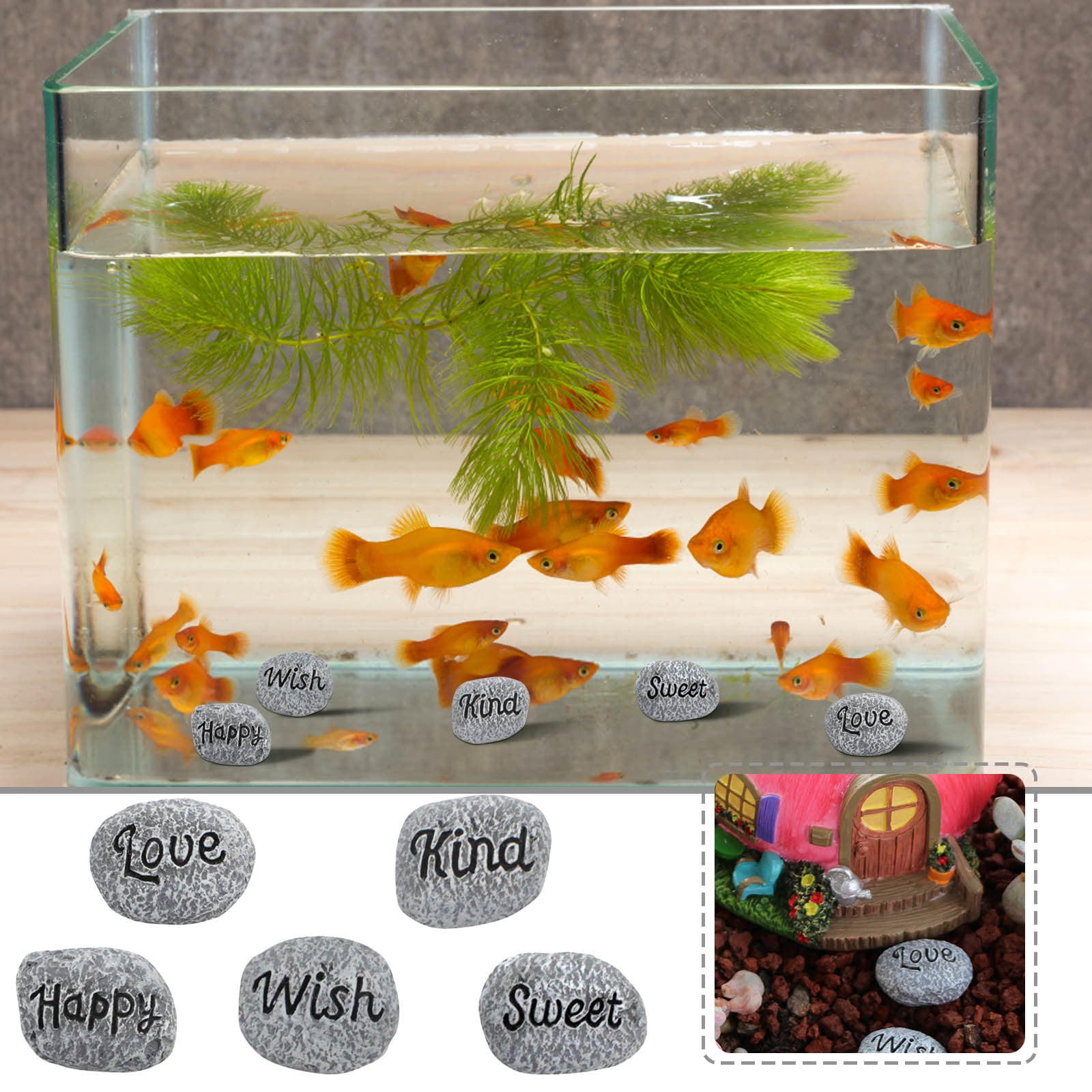 jiacuix Resin Small Small Stone Set Five Ornaments Garden Courtyard ...