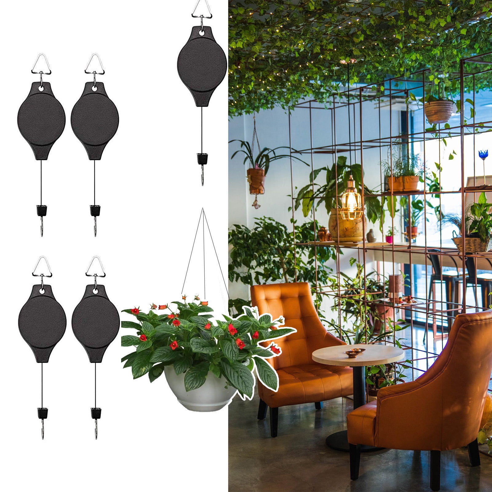 jiacuix Retractable Pulley Hanging Basket Pull Down Hanger Garden Plant ...